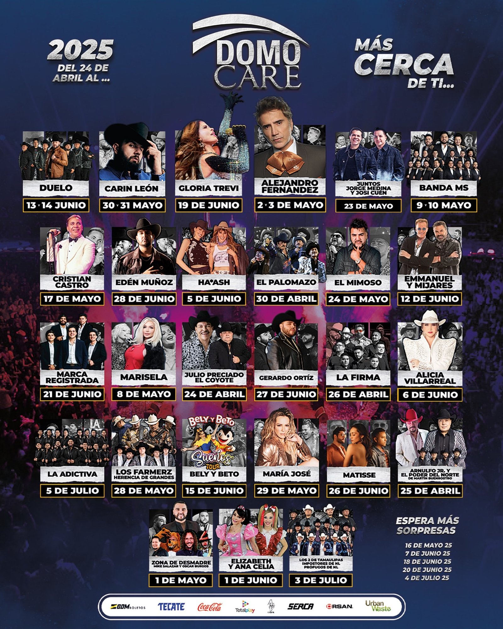 ¡Cartelera Temporada 2025 del Domo Care! Estos son los artistas ...